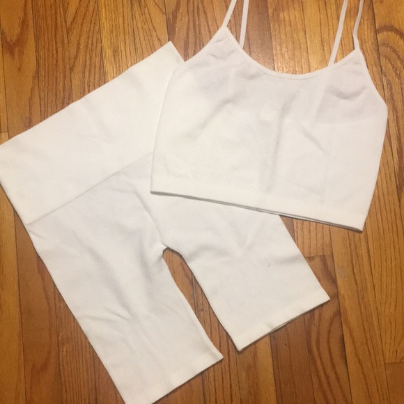 Bozzolo | Shorts | Nwot White Biker And Tank Set | Poshmark